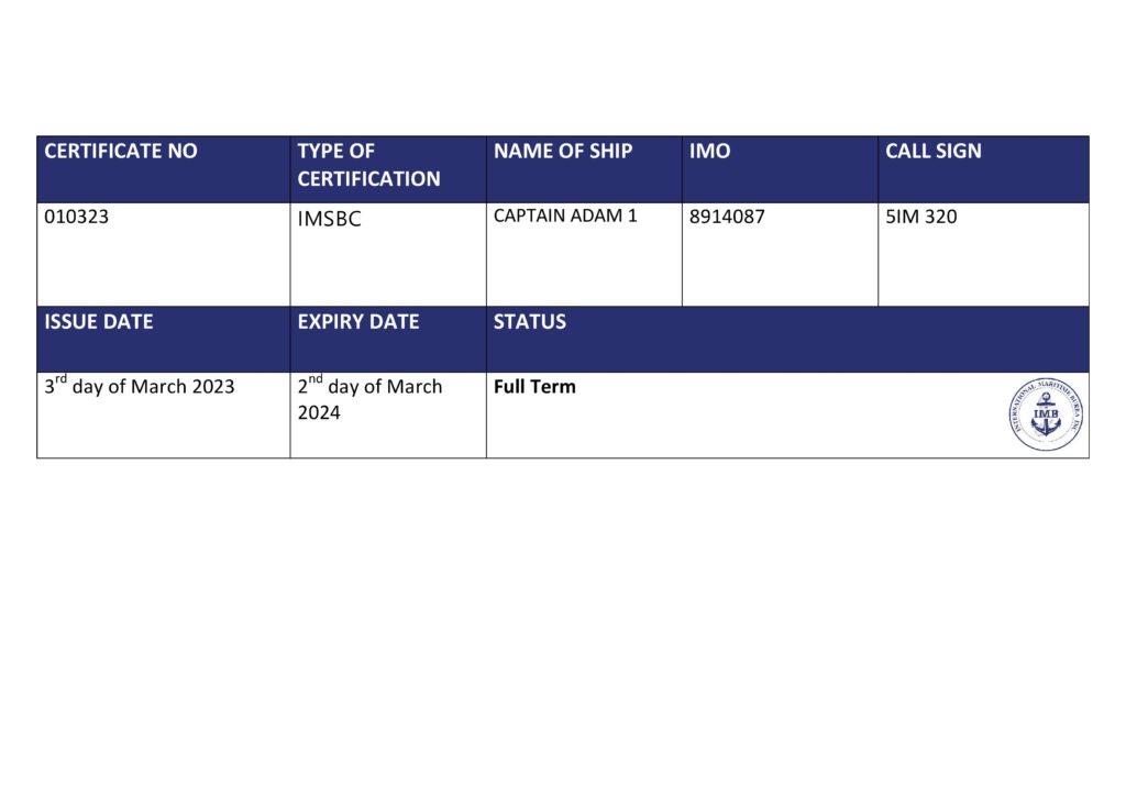 IMSBC CODE - International Maritime Bureau