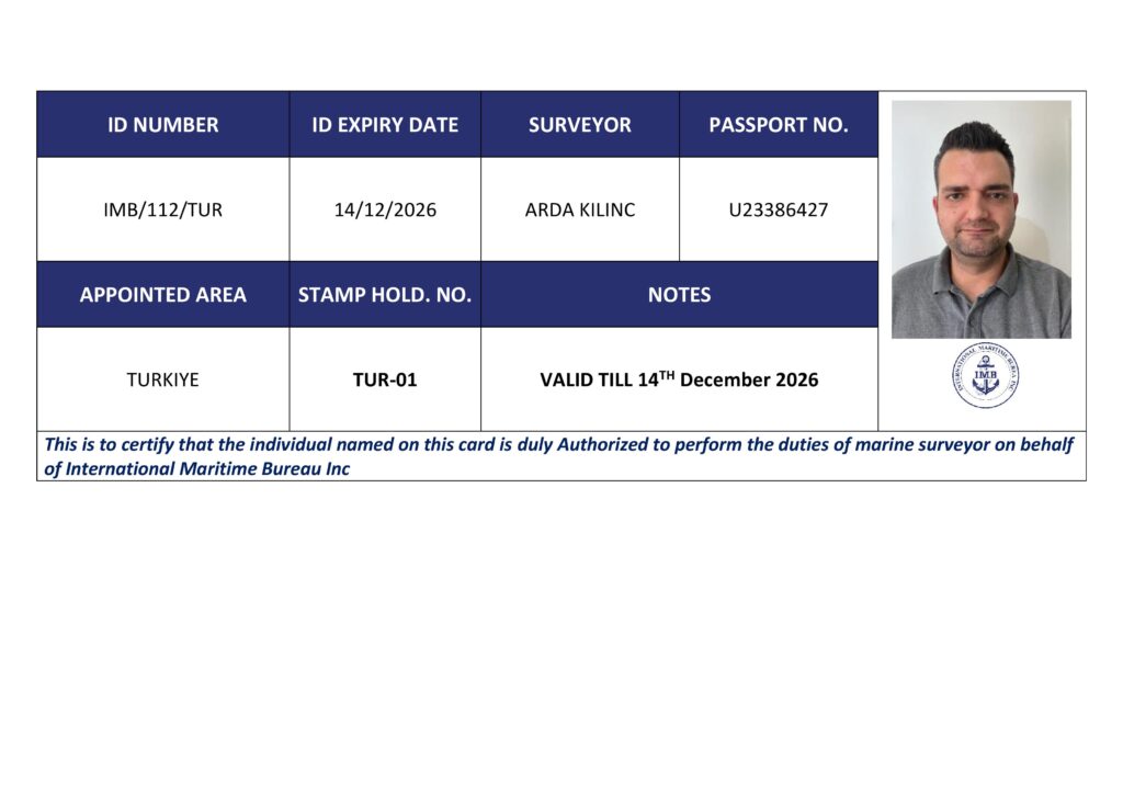 ARDA KILINC - IMB ID CARD - International Maritime Bureau
